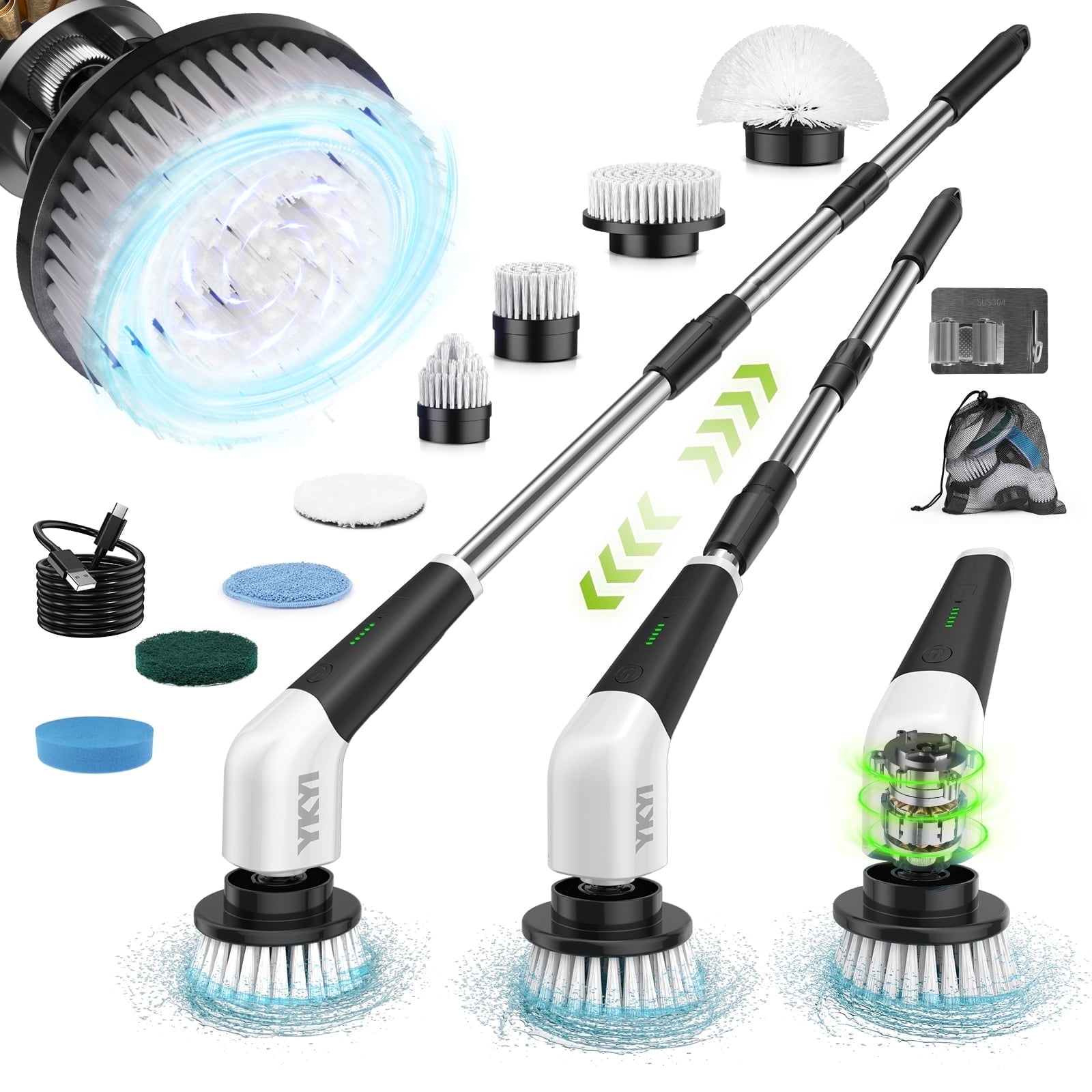 YKYI Electric Spin Scrubber Rechargeable Cleaning Brush with 8 Cleaning ...