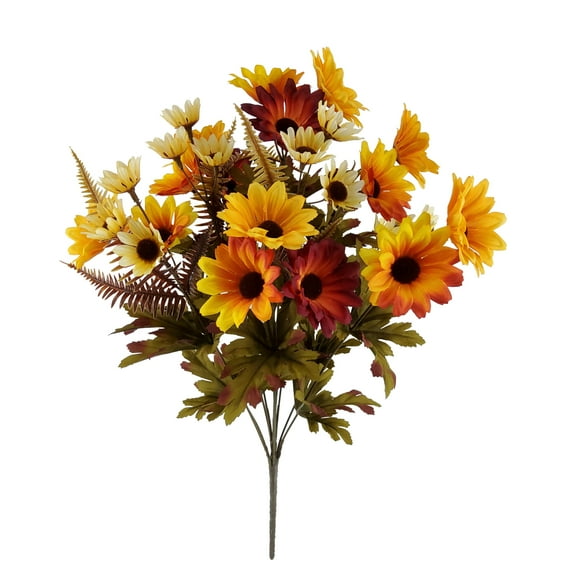 Mainstays Indoor 19 inch Artificial Daisy Bush, Yellow and Orange ...