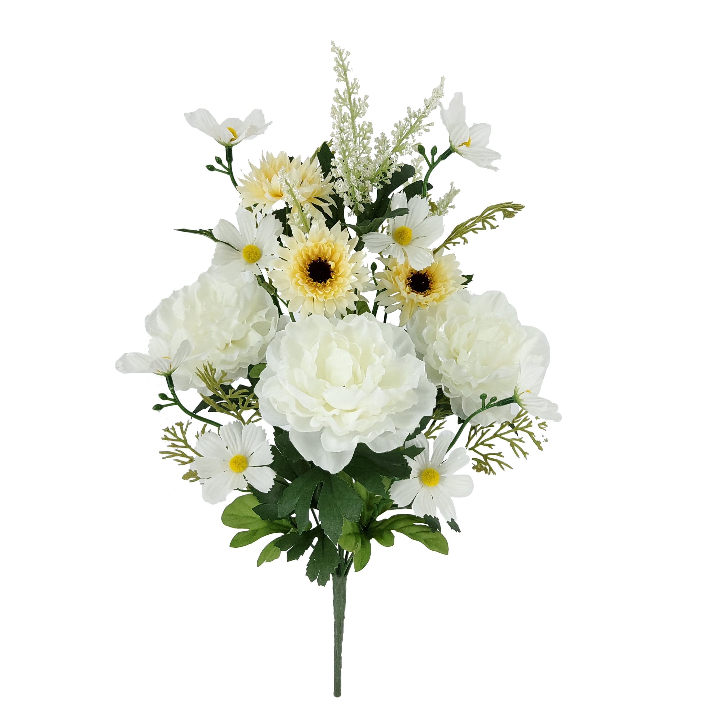 Mainstays 21''H Indoor Artificial Peony Mixed Bouquet, Yellow Color ...