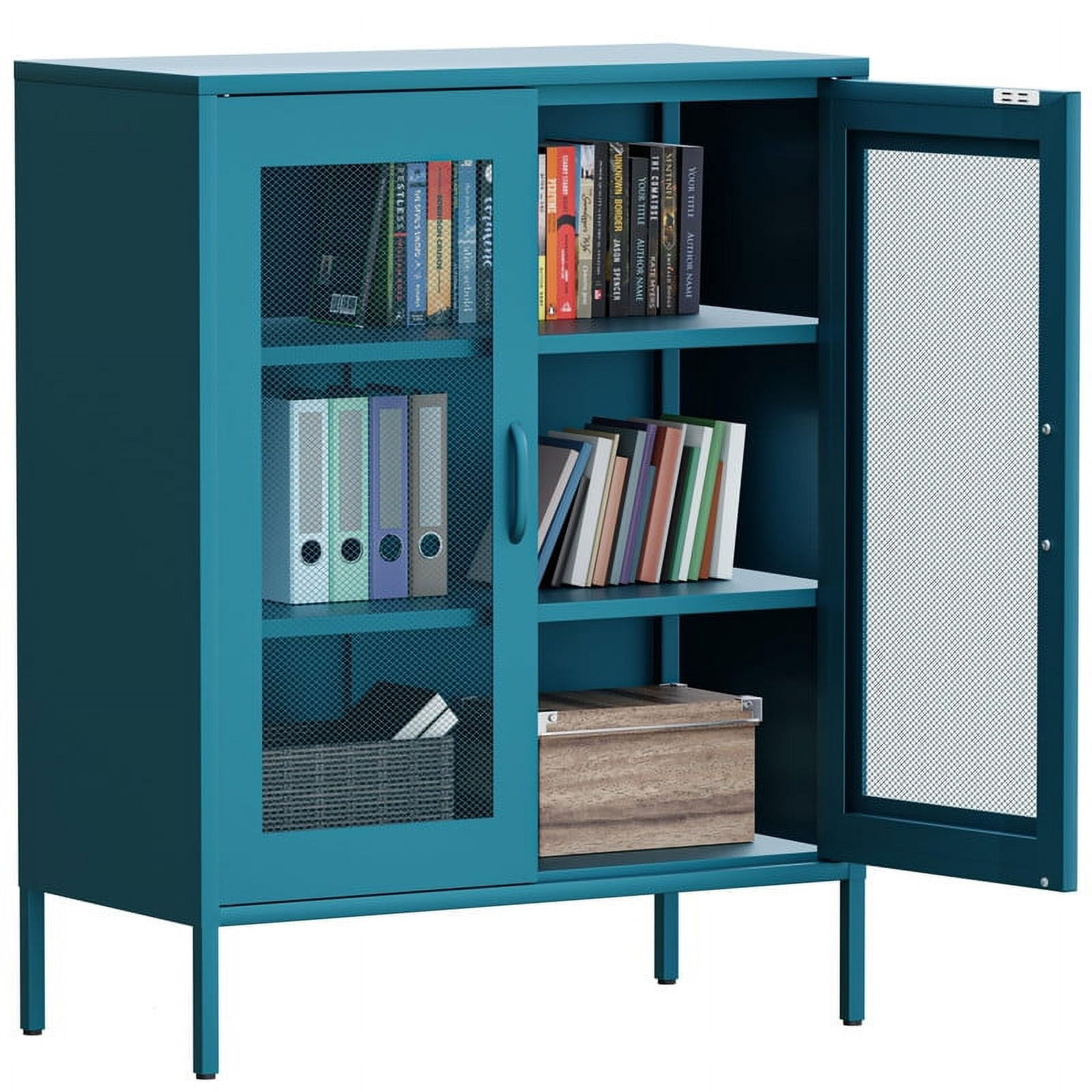 YLCW Blue Metal Cabinet,Metal Locker Storage Cabinet with Mesh Doors ...