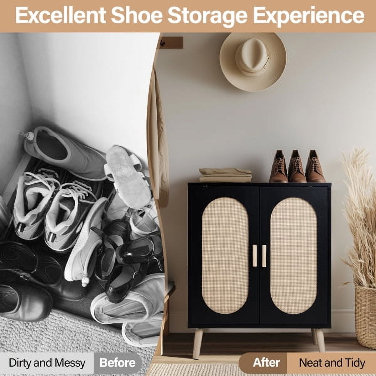 (YLJian)--2-door Standing Cabinet Type With High Foot Oval Rattan Shoe ...
