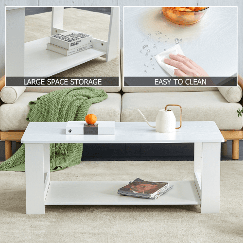 (YLJian)--A Modern And Practical White Coffee Table. The Double Layered ...