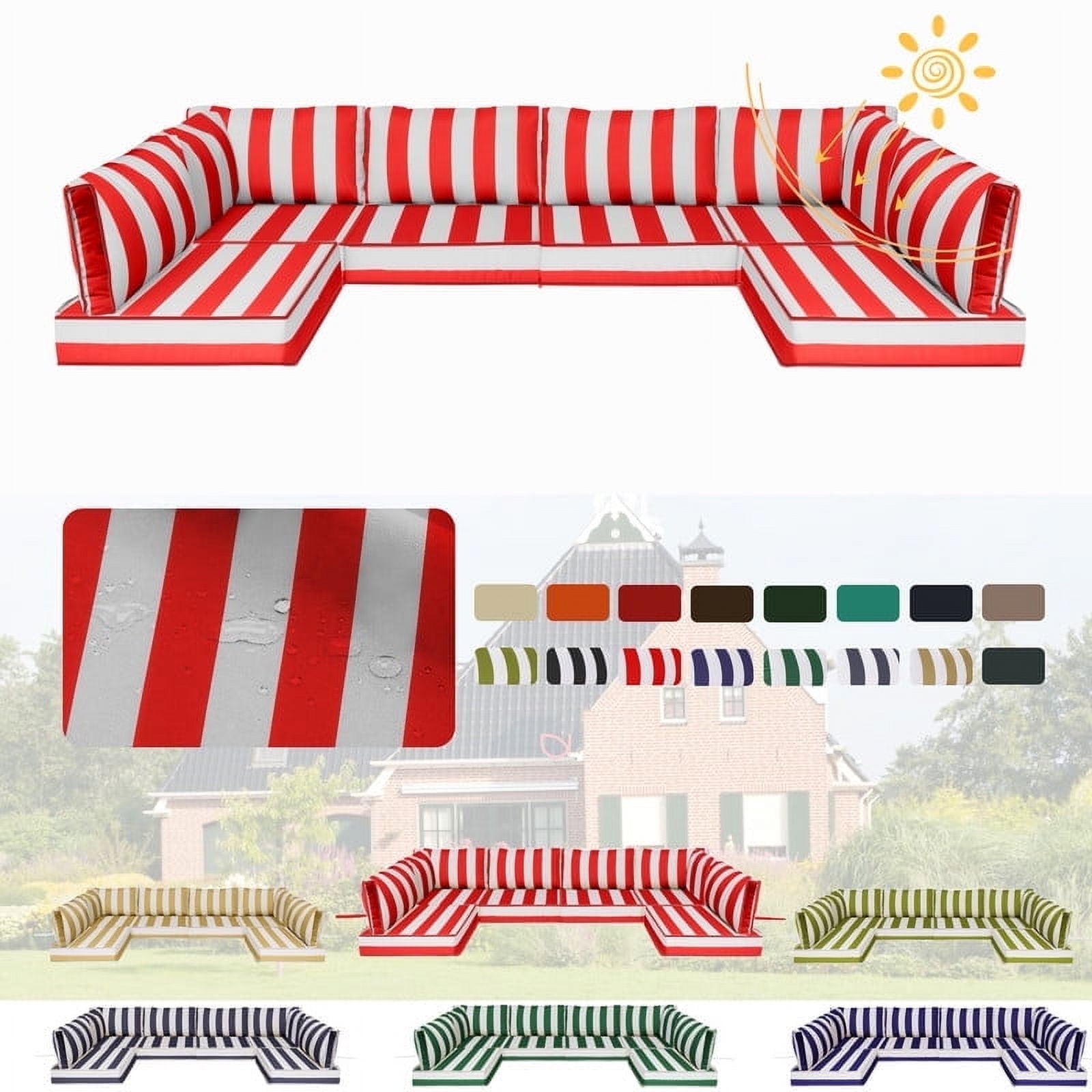 YLLN Outdoor Sectional Cushions 14-Piece Outdoor Replacement Cushions ...