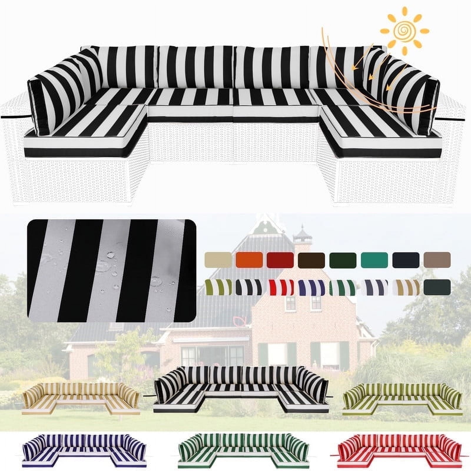 14 - Piece YLLN Outdoor Sectional Cushions - Replacement Cushions for 6 ...
