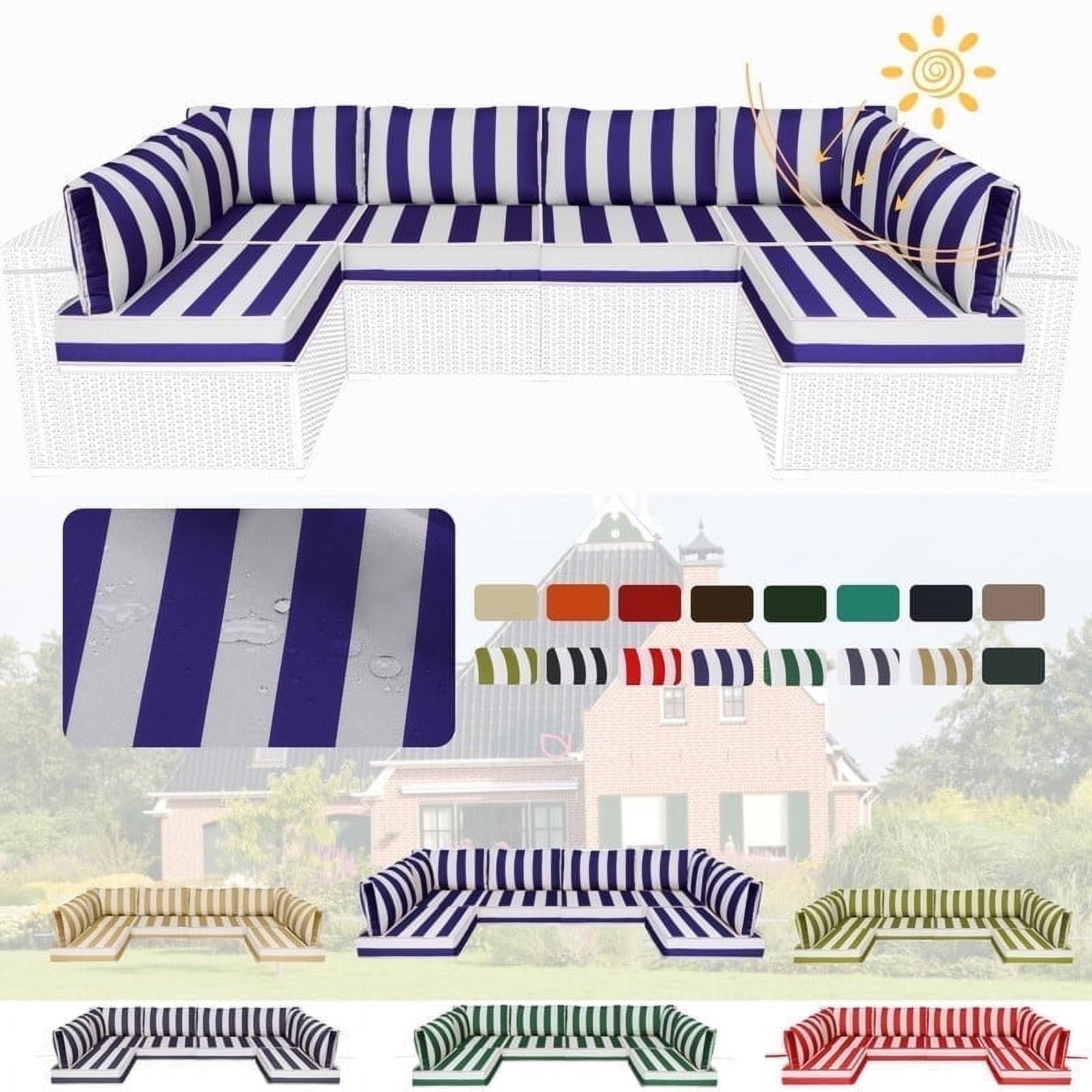14 - Piece YLLN Outdoor Sectional Cushions - Replacement Cushions for 6 ...