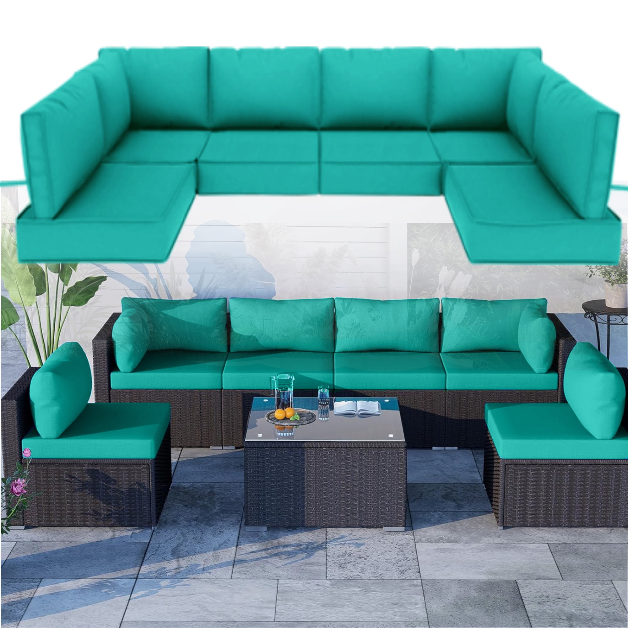 14 - Piece YLLN Outdoor Sectional Cushions - Replacement Cushions for 6 ...