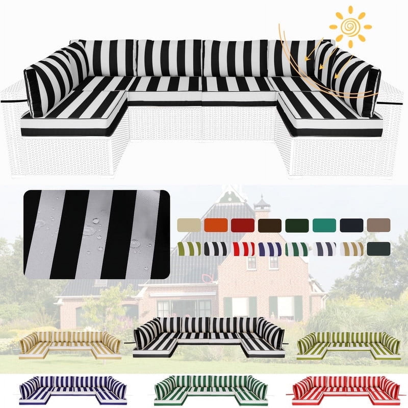 YLLN Outdoor Sectional Cushions 14-Piece Outdoor Replacement Cushions ...