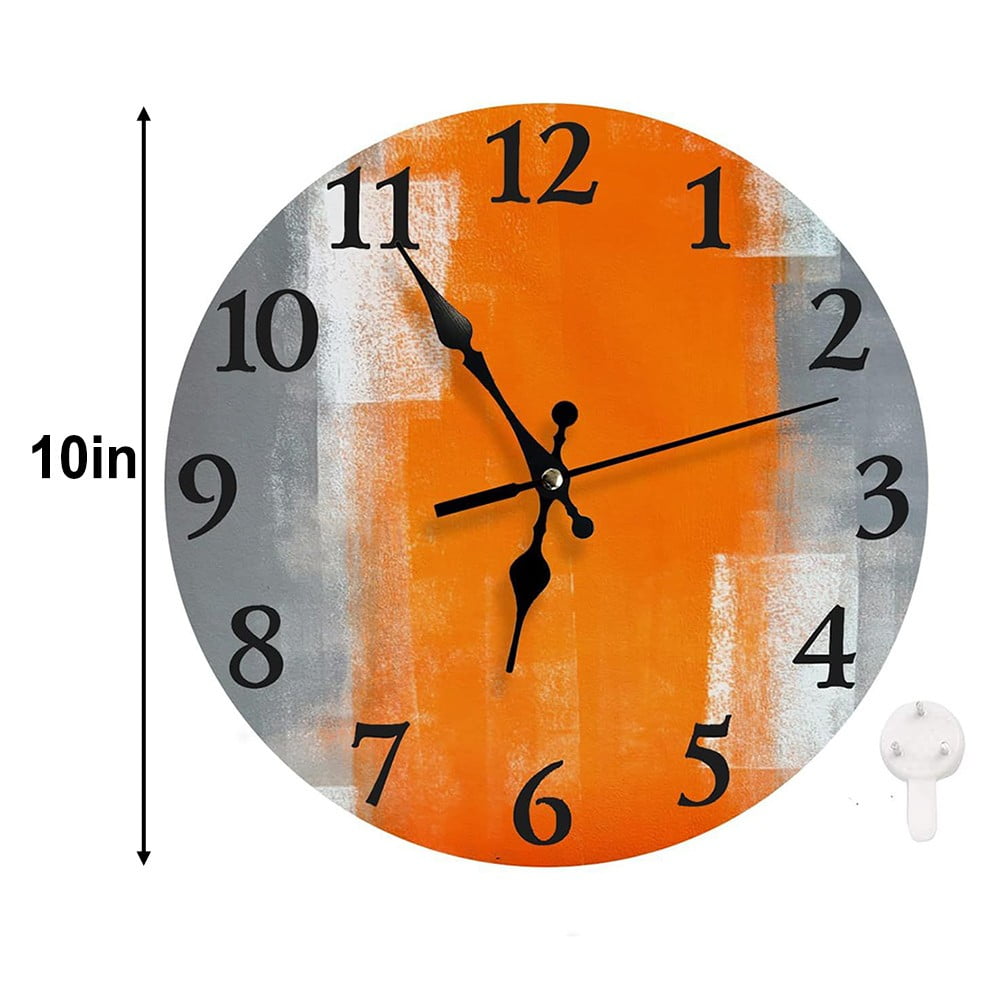 YLLSF 10In Abstract Art Round Wooden Wall Clock Simple and Creative ...