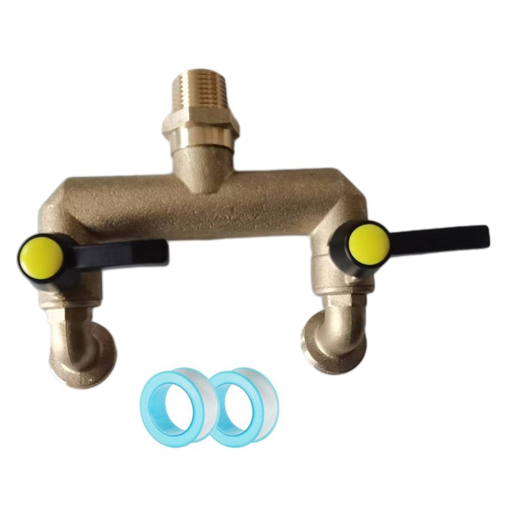 YLLSF 2 Way Valve Garden Hose Splitter Brass NPT Inlet Faucet Water ...