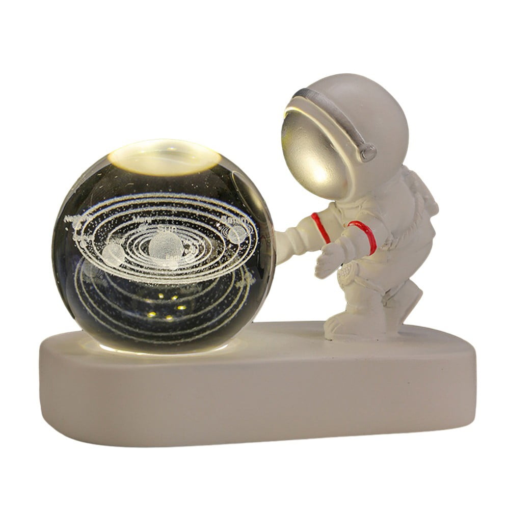 YLLSF 3D Astronaut Crystal Ball Night Light Planet Space Solar System ...