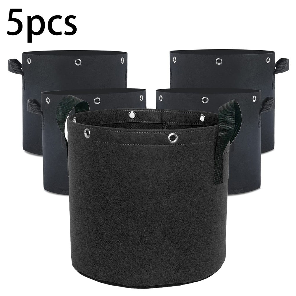 YLLSF 5 Pack Fabric Grow Pots Round Aeration Plant Pots Grow Bags 2-5 ...