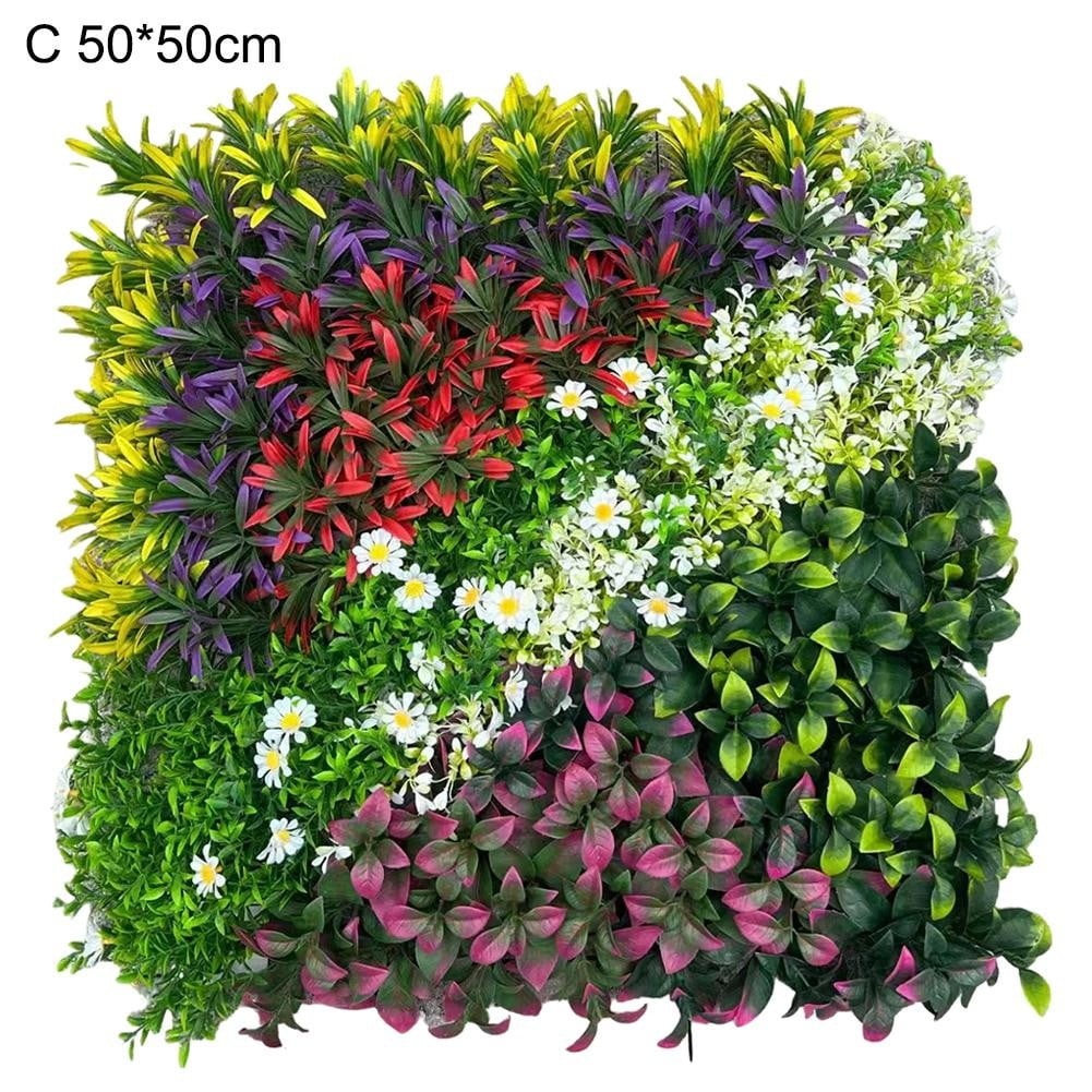 YLLSF 50*50CM Artificial Plant Flower Wall Panels UV Realistic Indoor ...
