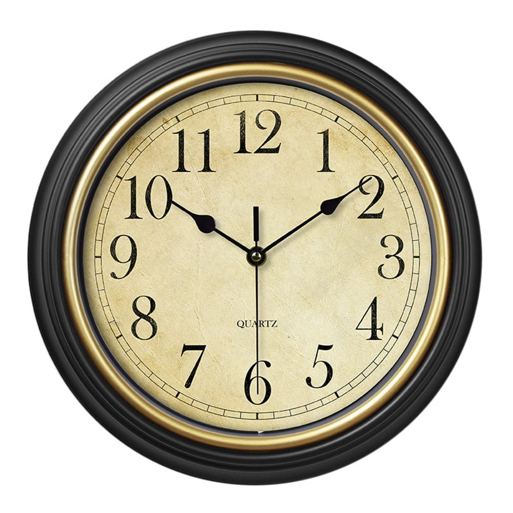 YLLSF Antique-Look Round Wall Hanging Double Sided Clock Retro Station ...