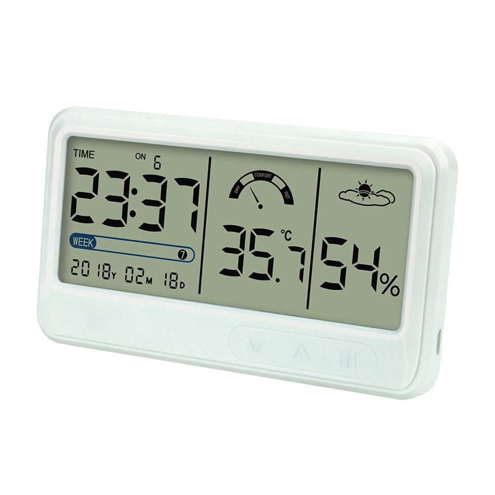 YLLSF Indoor Temperature Hygrometer Digital Clock LCD Thermometer Room ...