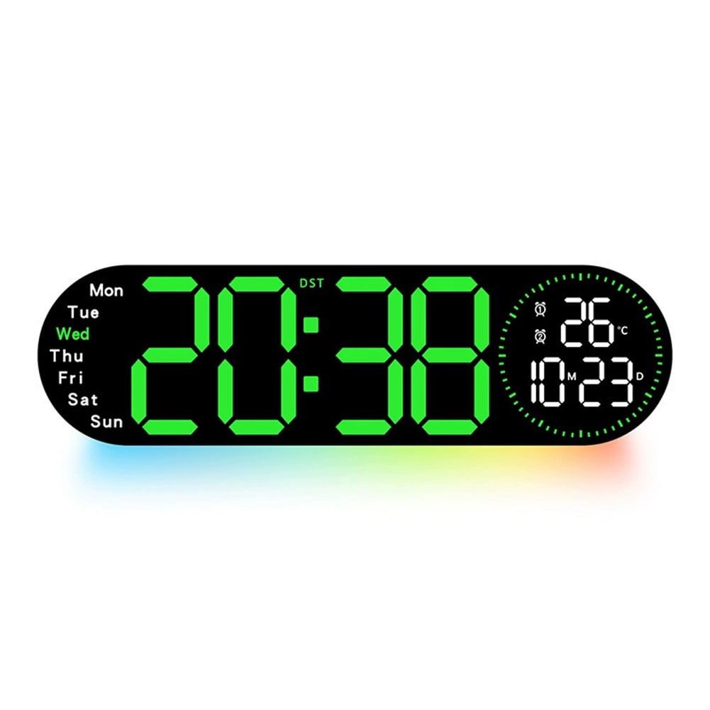YLLSF LED digital wall clock with remote control ambient lights time ...