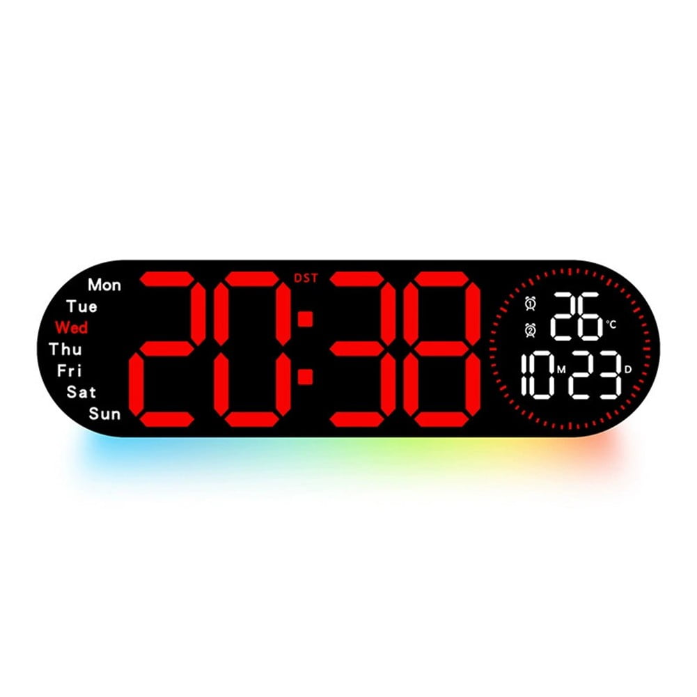 YLLSF LED digital wall clock with remote control ambient lights time ...