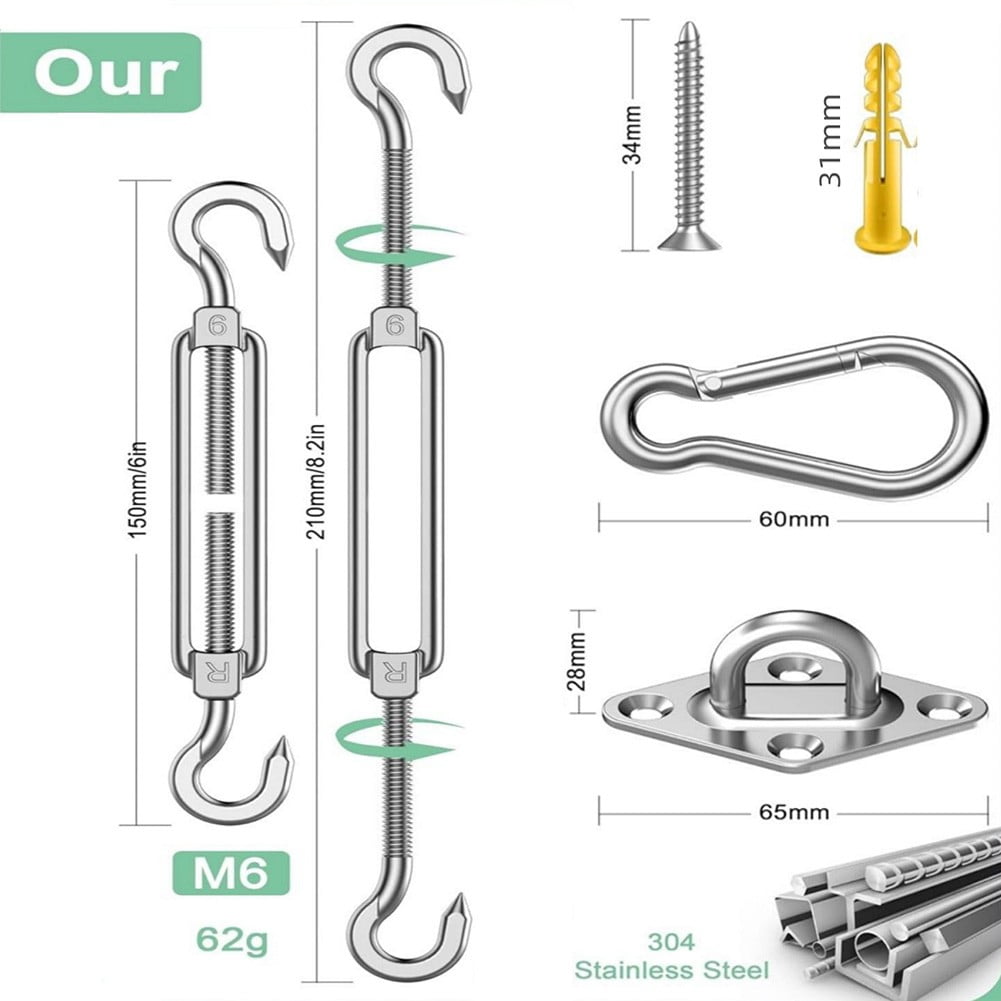 YLLSF Shade Sail Hardware Kit for Triangle/Rectangle Sun Shade Sails ...