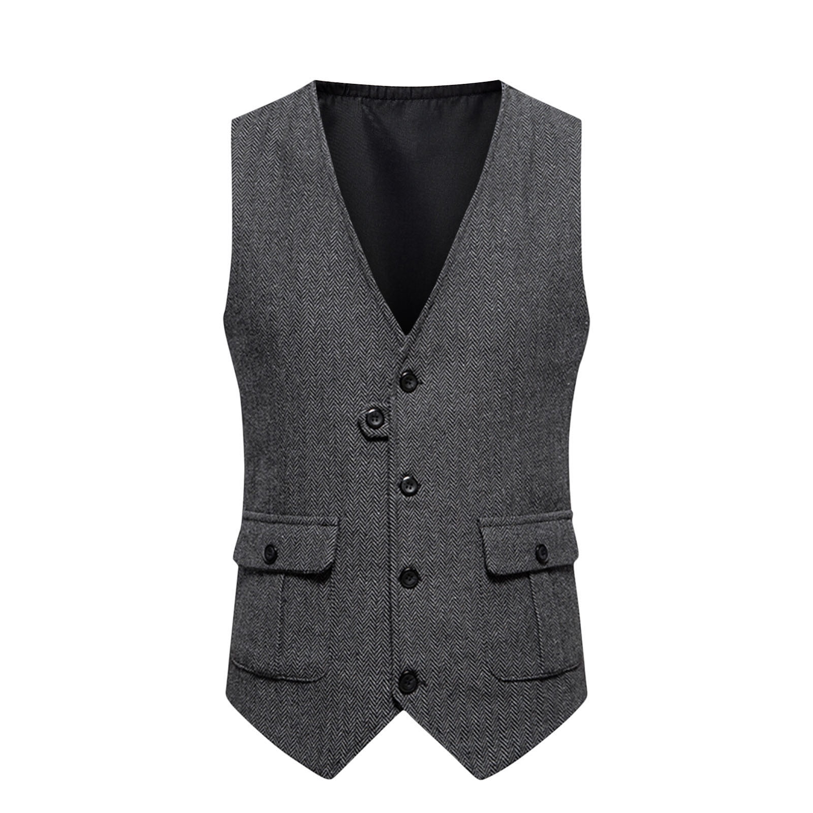 YLSDY Men's Business Casual Slim Fit V-Neck Tuxedo Vest Tweed Vest ...