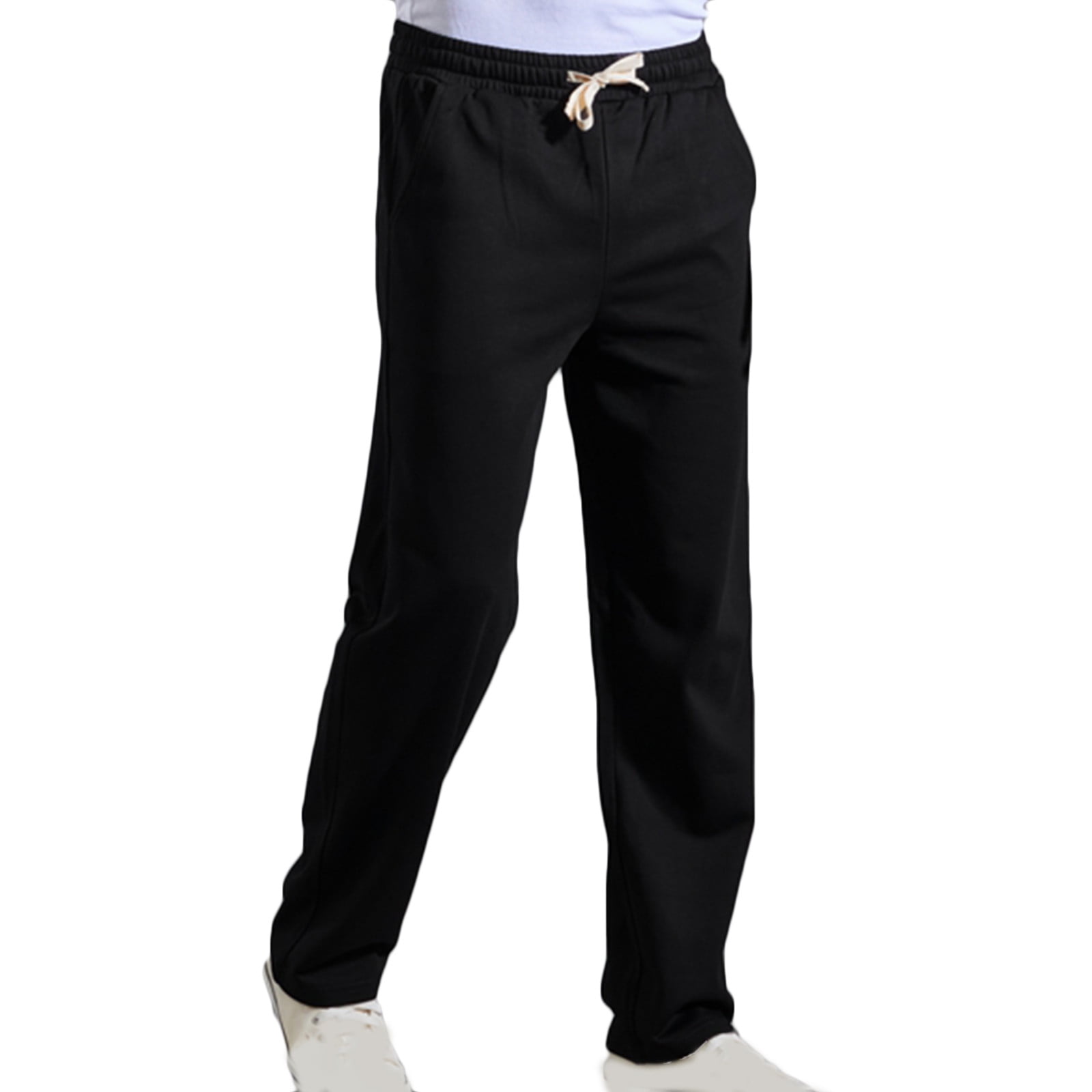 YLSDY Men's Cotton Straight Leg Sweatpants with Pockets Drawstring ...