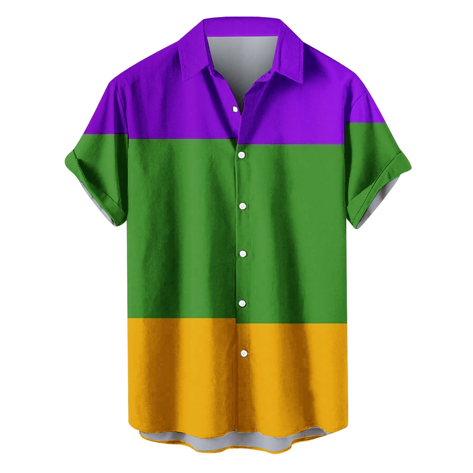 YLSDY Men's Funky Colour Gradient Shirts Oversized Party Tops Stand-up ...