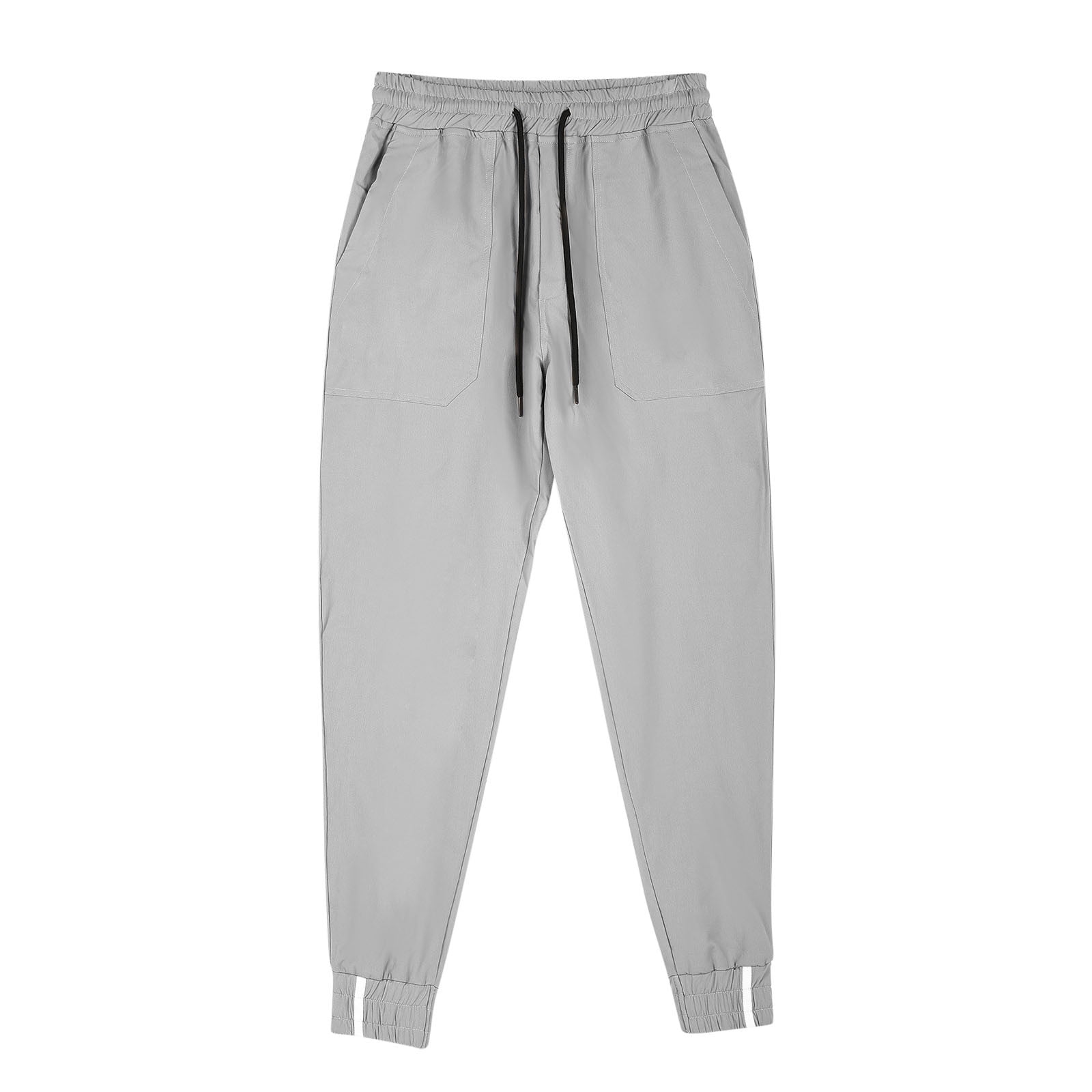 YLSDY Men s Skinny Fit Ankle Cuffed Trousers Straight Fit Drawstring Joggers Tapered Leg Activewear Pants with Pockets Straight Leg Comfy Pant Light Gray L Walmart