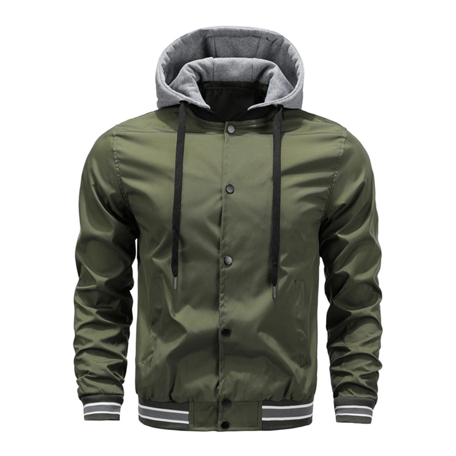 YLSDY Men's Slim Fit Baseball Bomber Jacket with Drawstring Removable ...