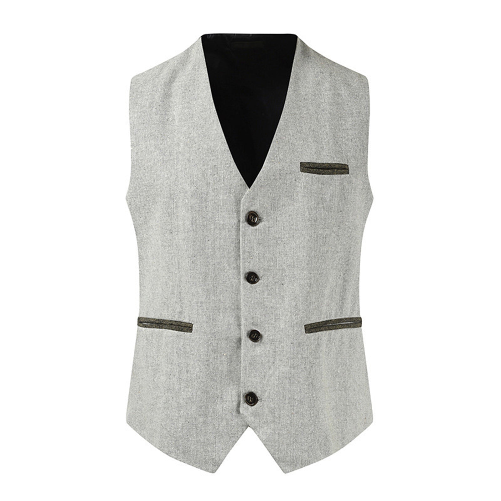 YLSDY Men's Slim Fit Herringbone Tweed Suits Vest Premium Wool Blend ...