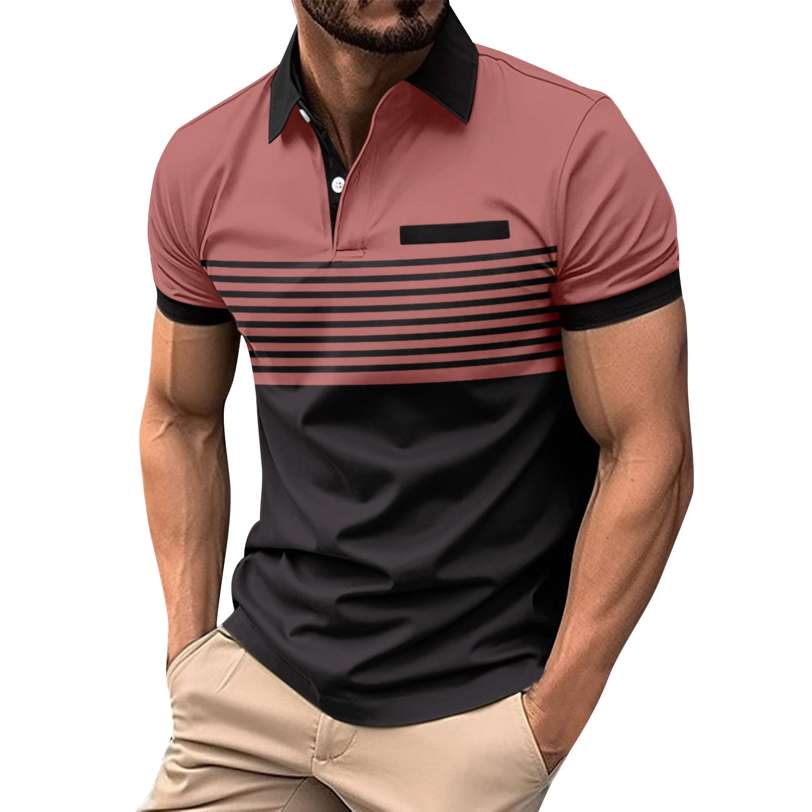YLSDY Men's Striped Color Block T-Shirts Short Sleeve Tees Boat Neck ...