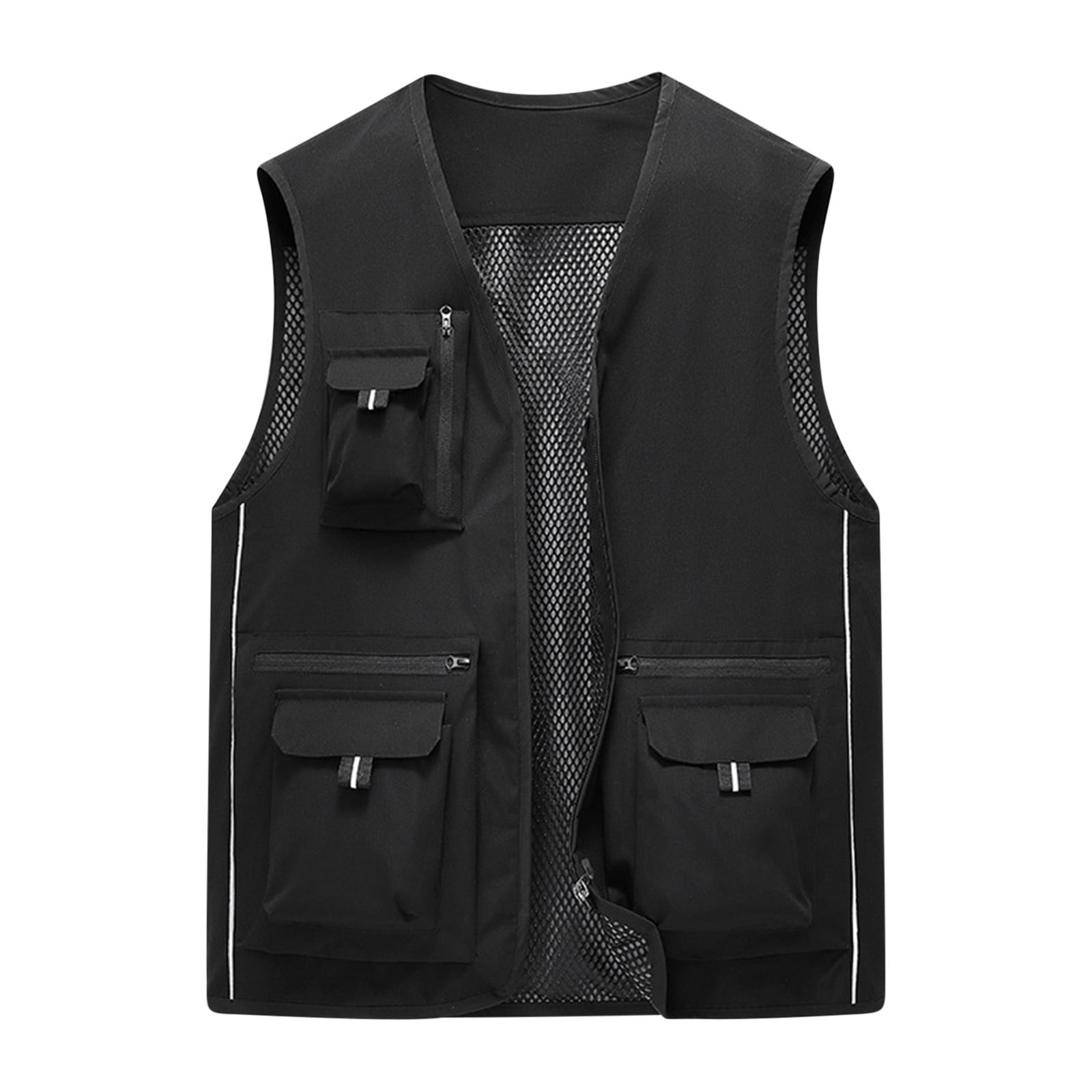 YLSDY Men's Summer Multi-Pocket Vest Breathable Mesh Thin Quick Dry ...