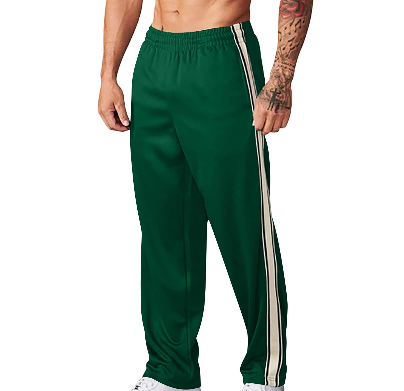 YLSDL Men's Track Pants Striped Elastic Waist Trousers Straight Leg ...