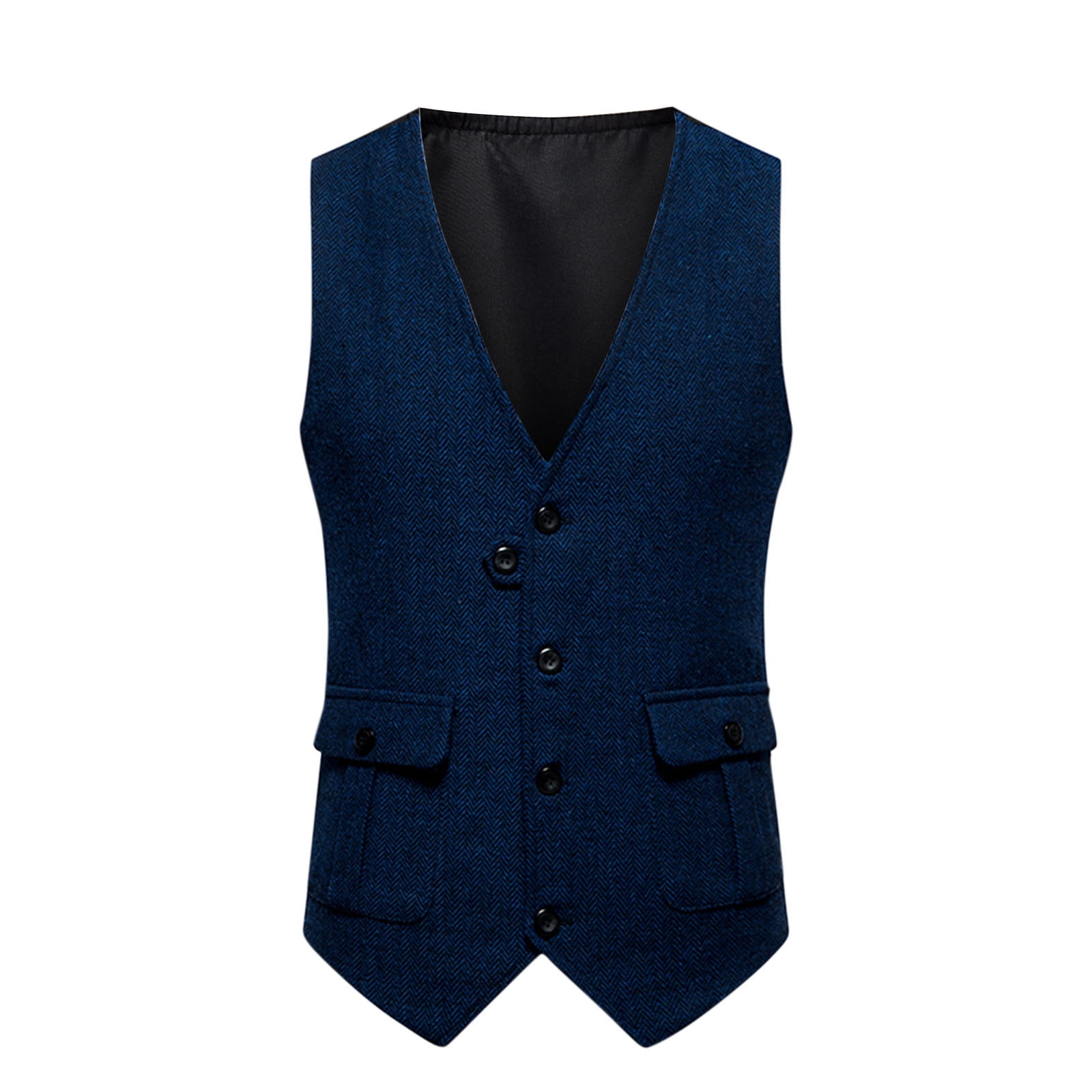 Ylsdl Mens Tweed Vest Single Breasted Pockets Wedding Groomsmen Suit Vest Herringbone Waistcoat