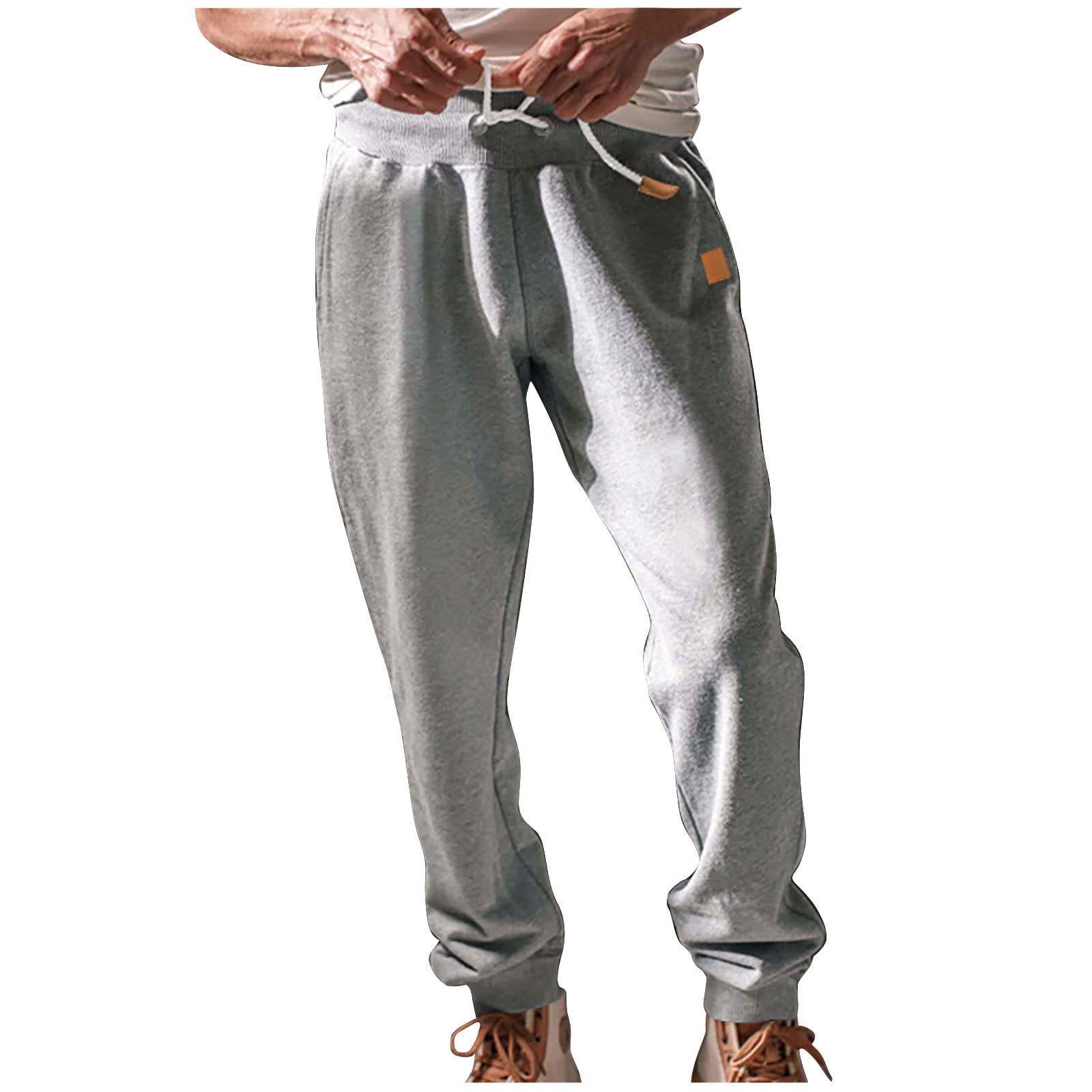 YLSDY Men's Workout Training Trousers Solid Color Loose Fit Sportswear ...