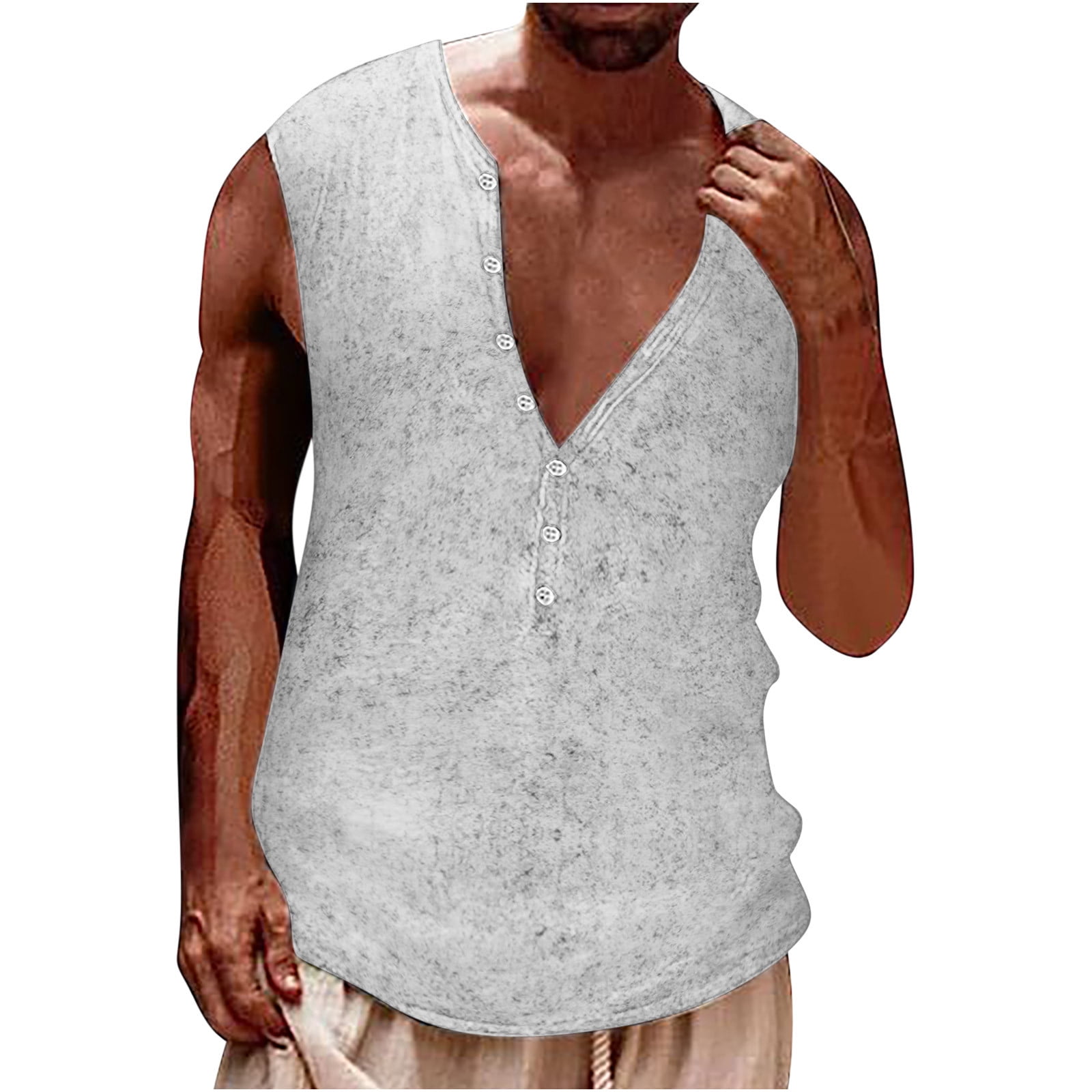 YLSDY Mens Distressed Tank Tops Vintage Sleeveless Henley Shirts Casual ...