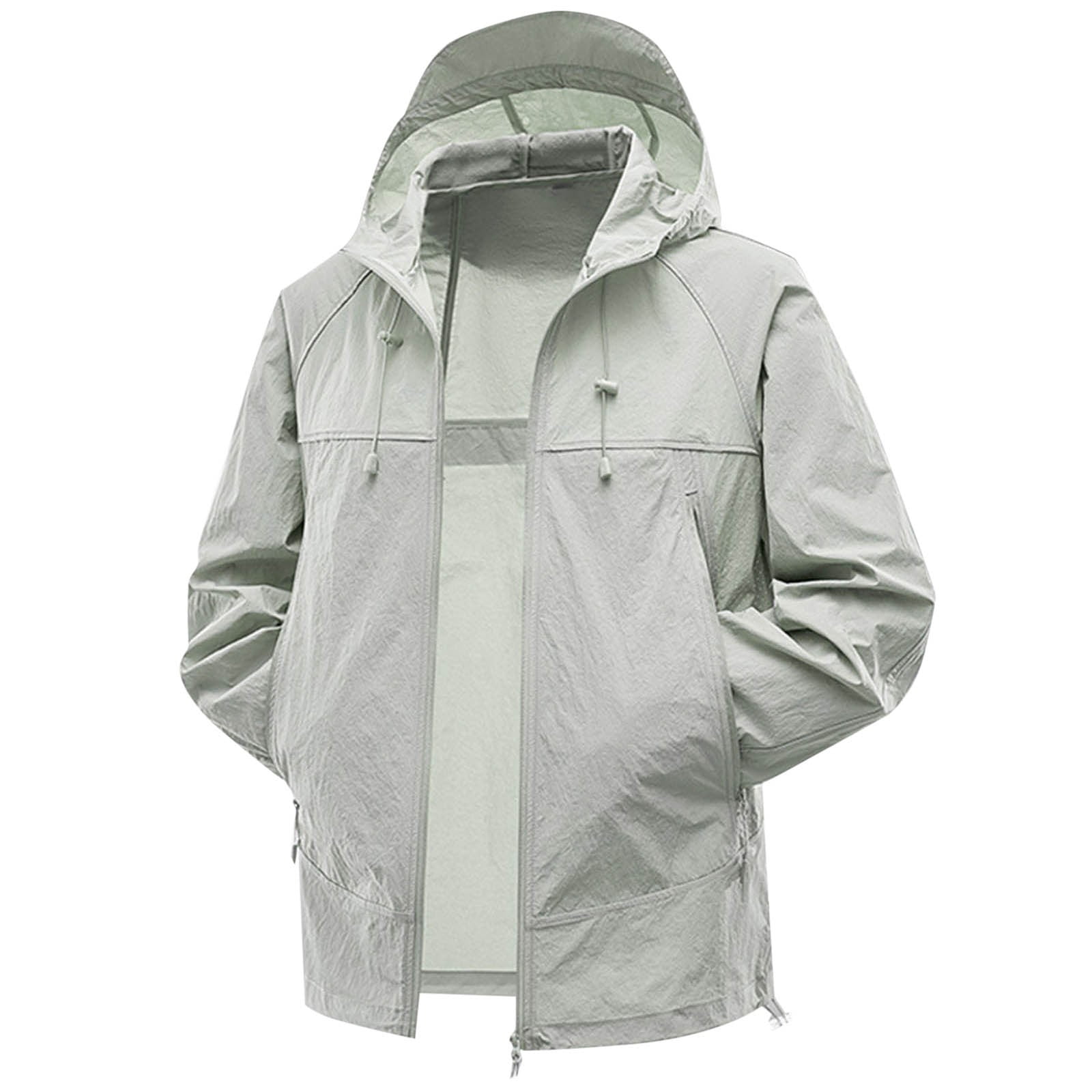 YLSDY Deals Man Hoods Coat for Man Long Sleeve Loose Fit Oversized Sun Protection Hooded Plain ...