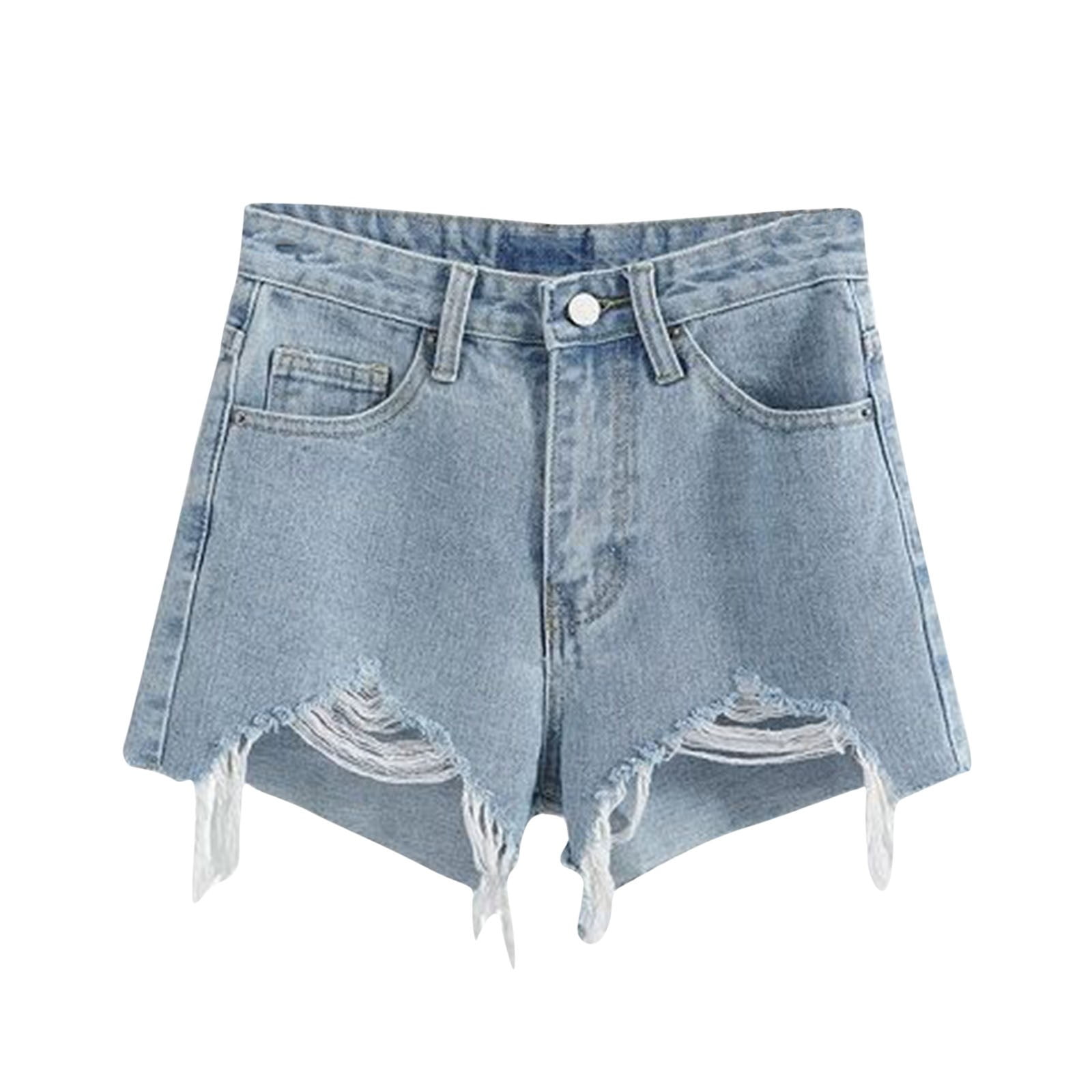 YLSDY Fashion Women's Ripped Denim Shorts High Waist Distressed Jean ...