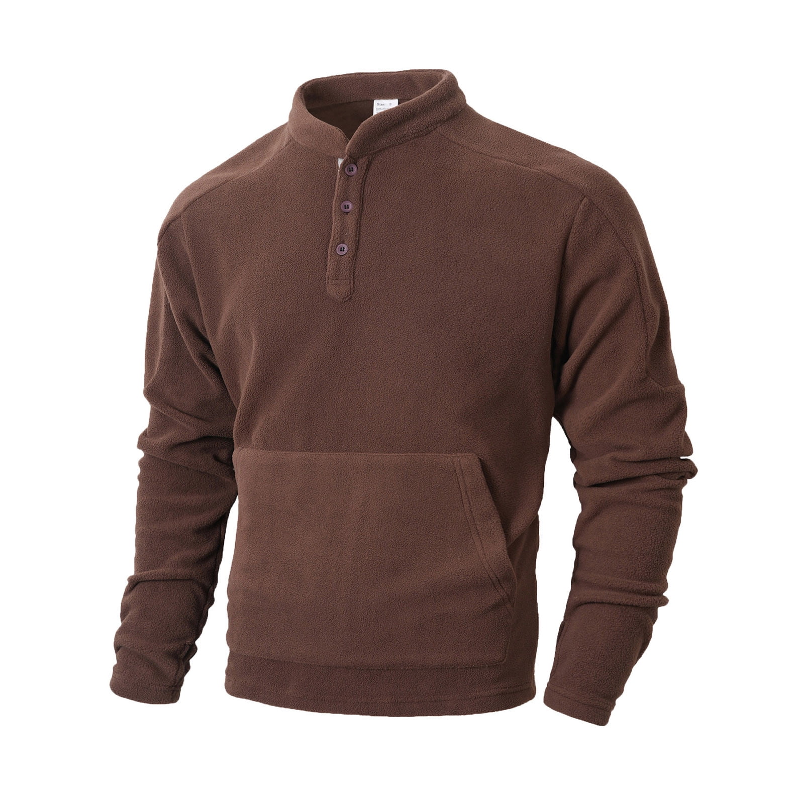 YLSDY Fleece Sweatshirts for Men Casual Slim Fit Mock Neck Button Up ...