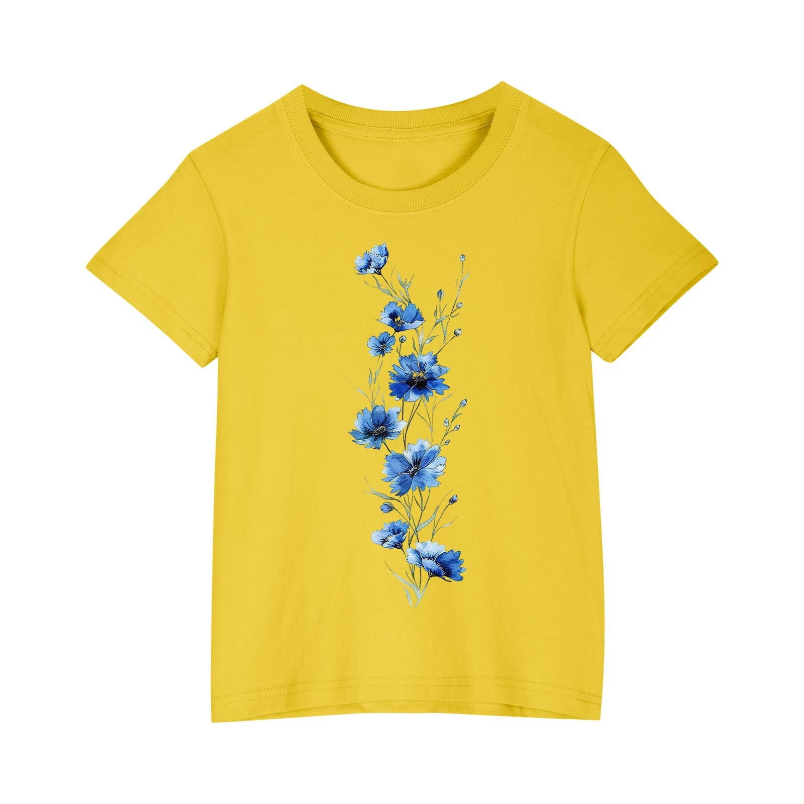 YLSDY Kids Summer Flower Graphic Tees for Girls Cute Print Crew Neck ...