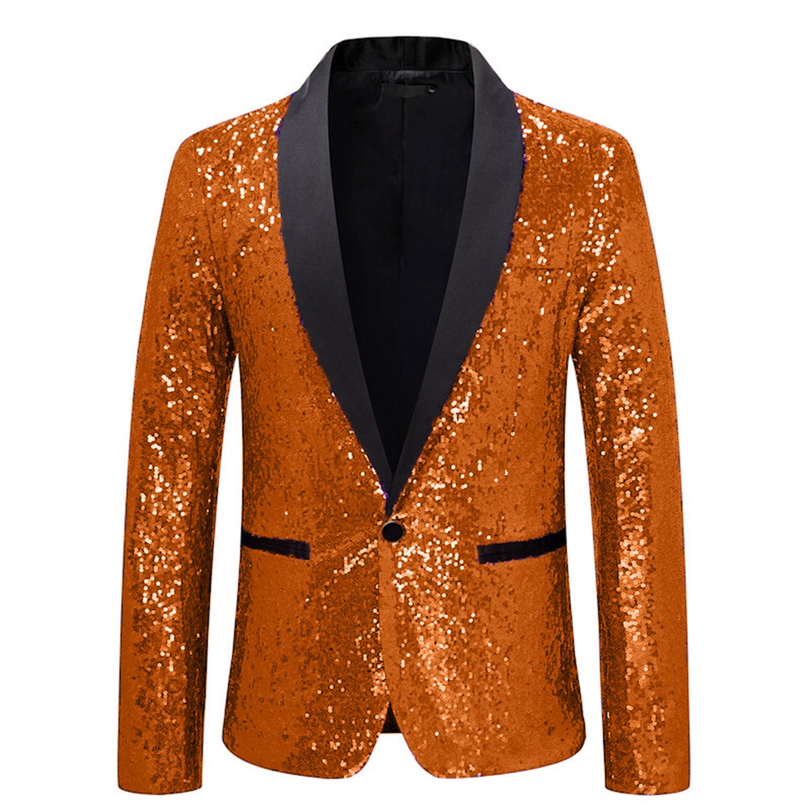 YLSDY Men Shiny Gold Sequin Glitter Embellished Blazer Jacket Nightclub ...