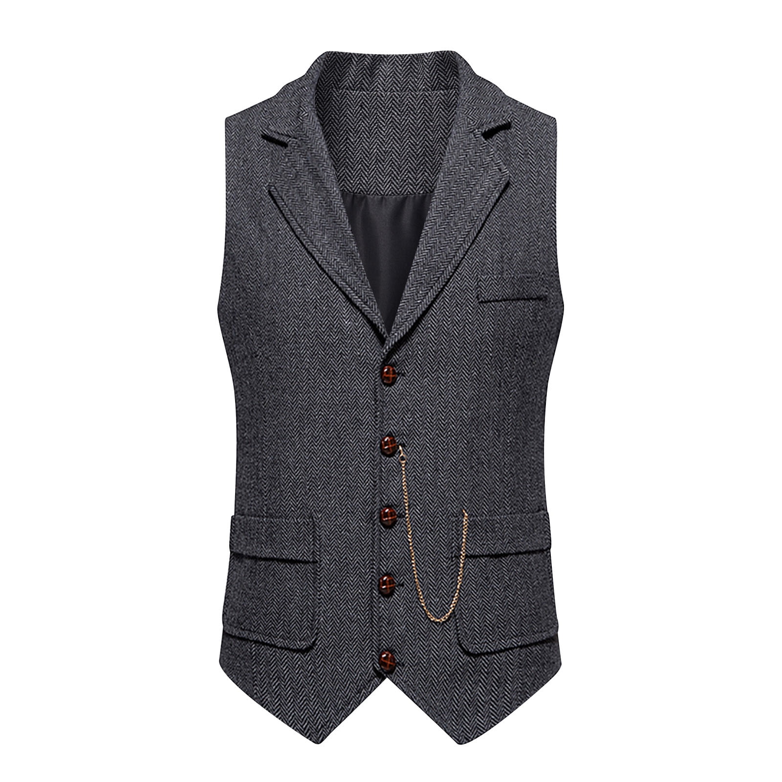 YLSDY Men's Business Casual Slim Fit Suit Vest with Chain Vintage ...