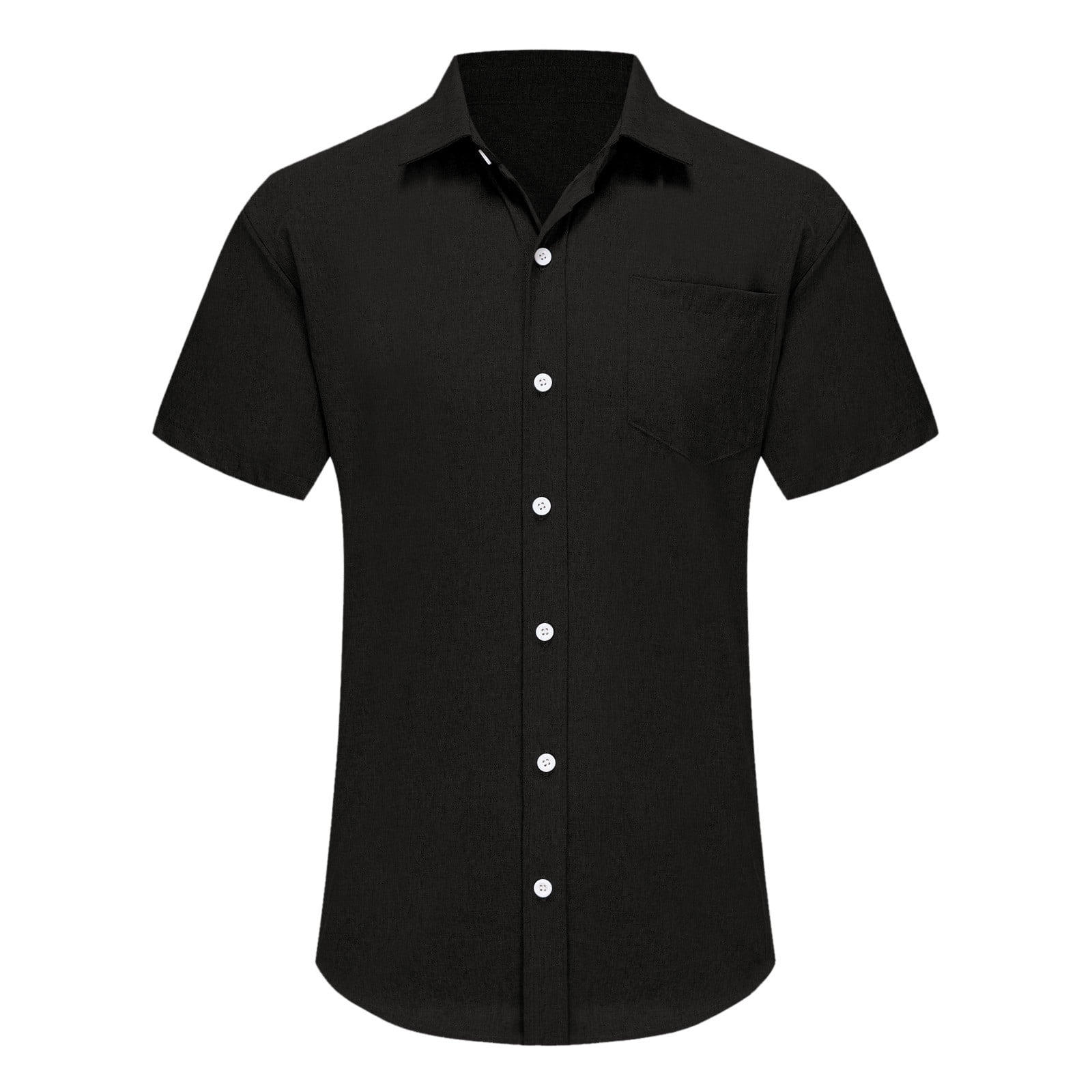 YLSDY Men's Button Down Shirts Short Sleeve Lapel Collar T-shirts with ...