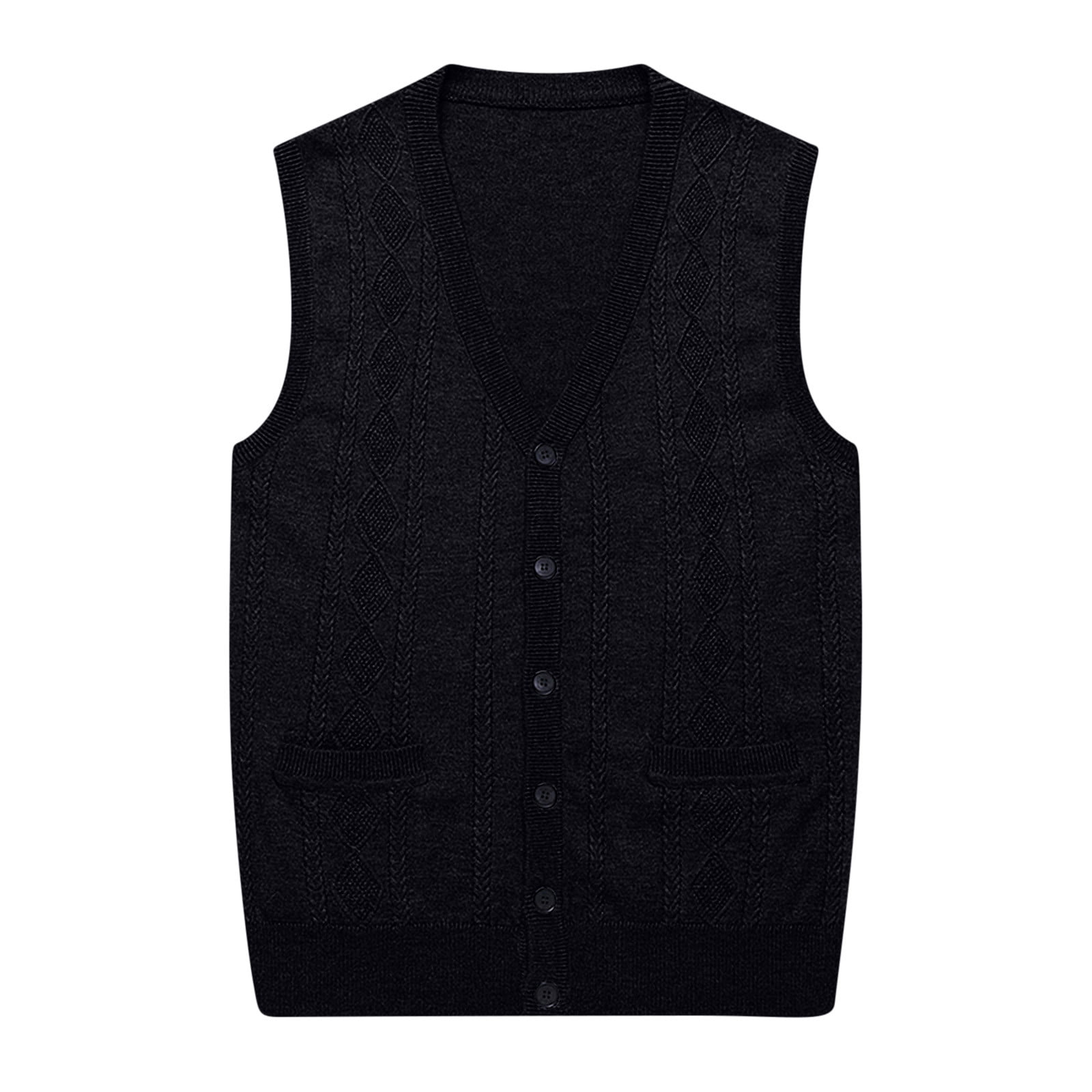 YLSDY Men's Cable Knit V-Neck Sweater Vest Button Down Sleeveless ...