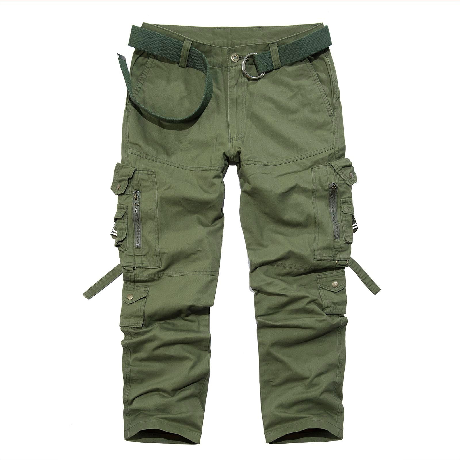 YLSDY Men's Cargo Pants Multi-Pocket Tactical Work Trousers Straight ...