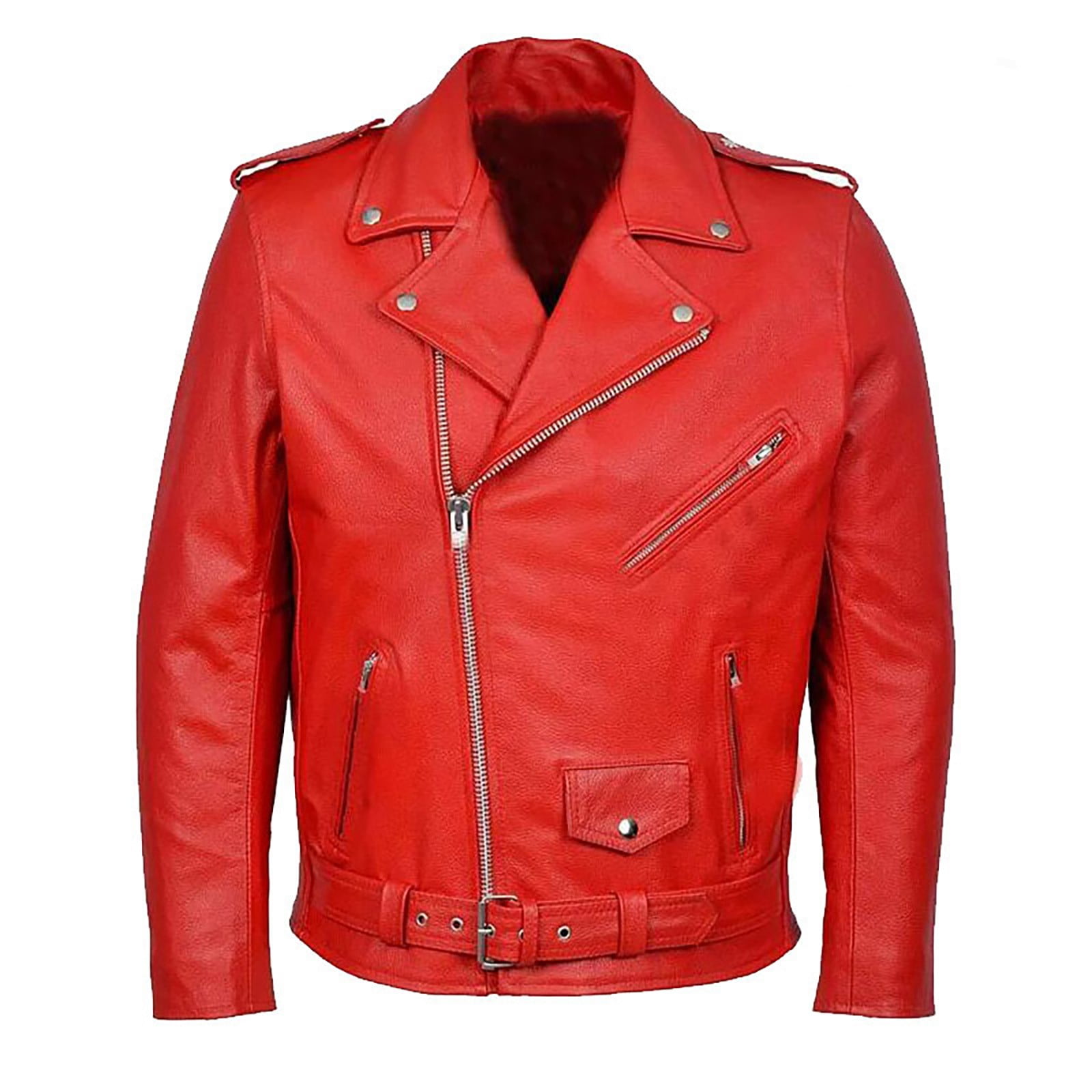 YLSDY Men's Motorcycle Biker Jacket Classic Asymmetrical Zipper Belted ...
