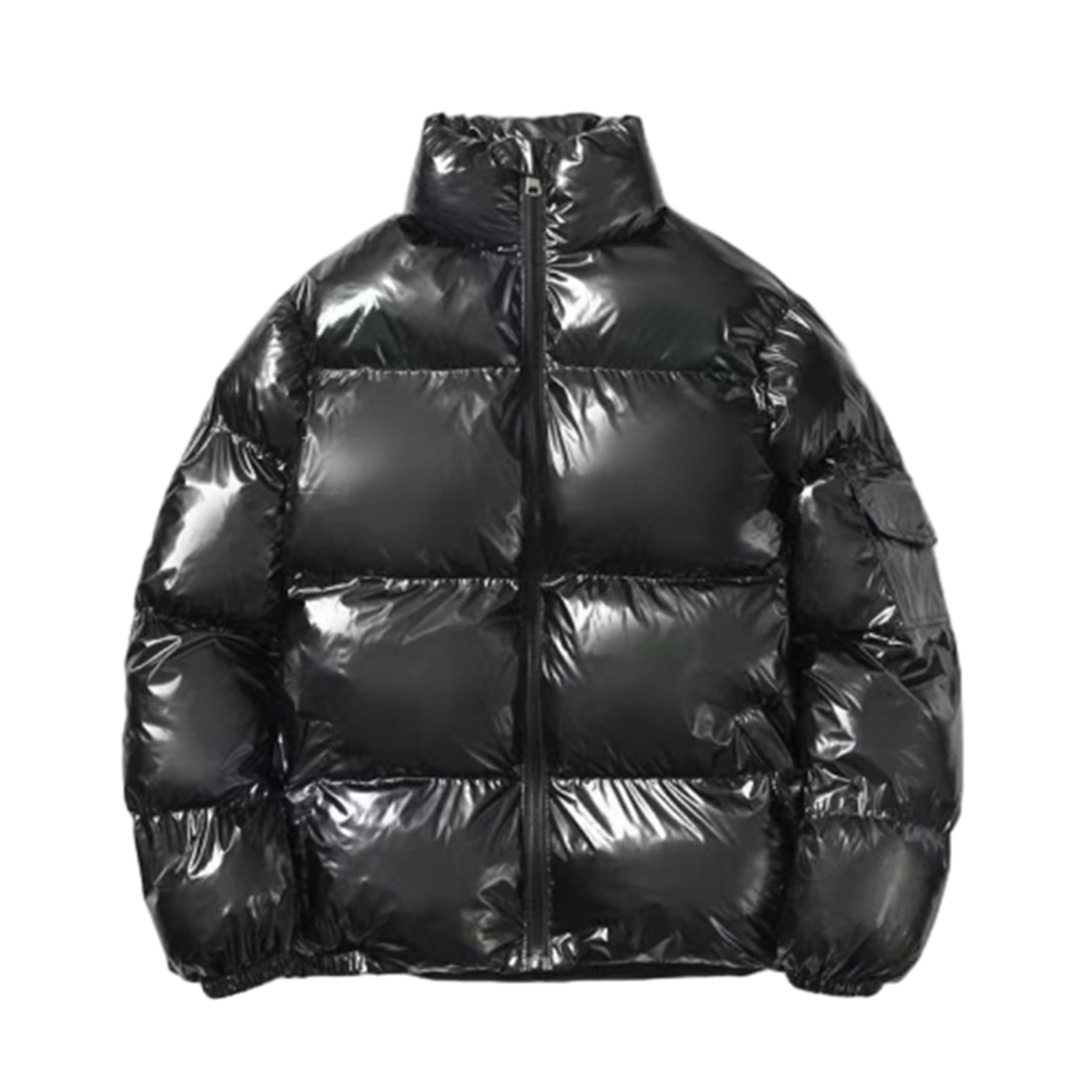 YLSDY Men's Shiny Puffer Jacket Winter Warm Thick Padded Coat Zipper ...