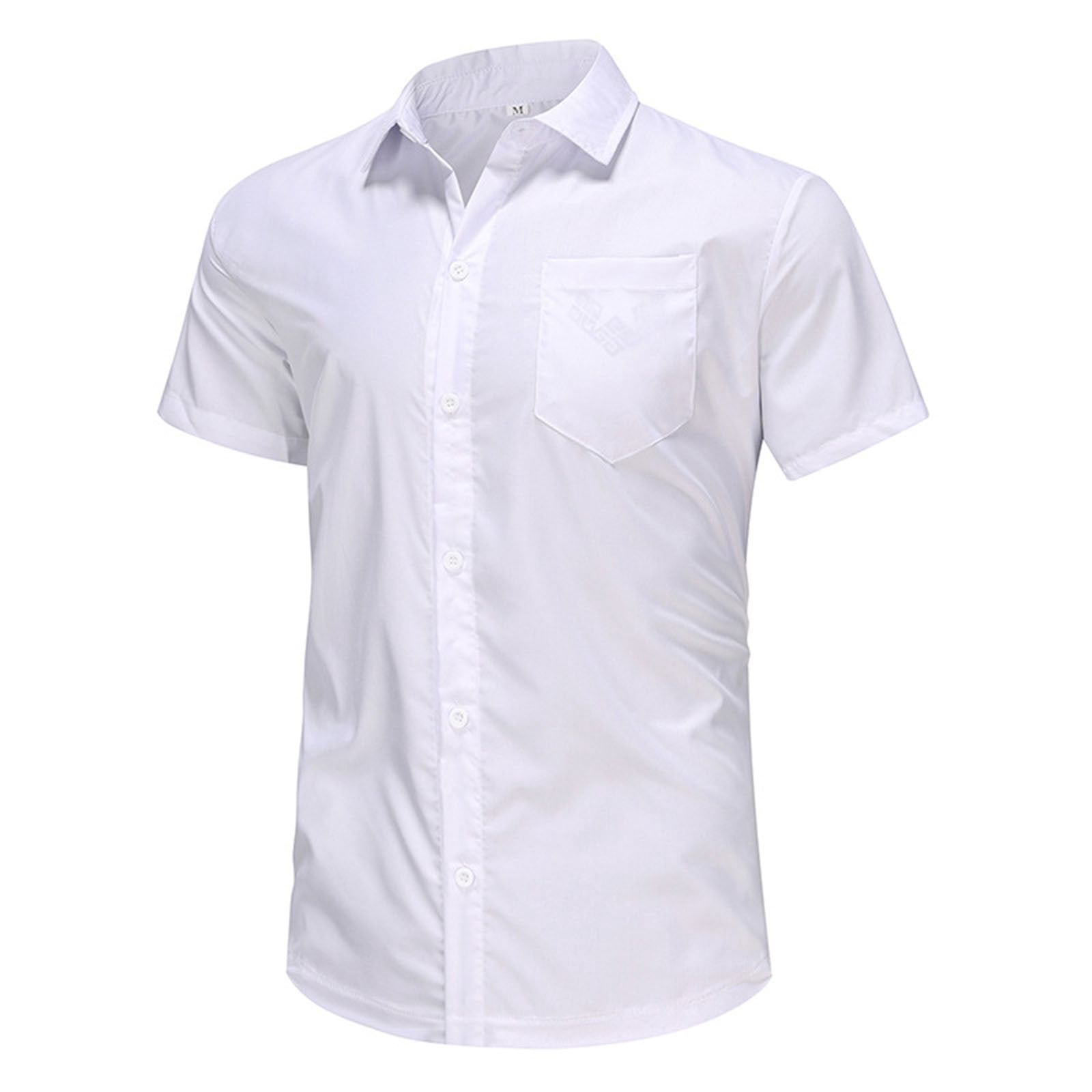 YLSDY Men's Cotton Linen Shirt Short Sleeve Button Down Shirts Wrinkle ...