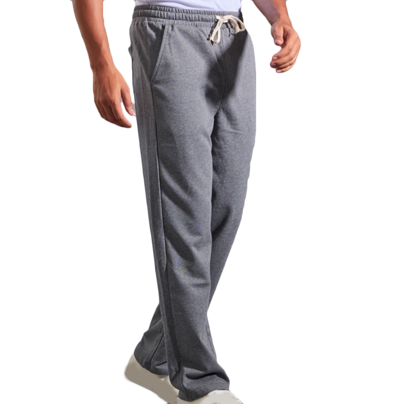 YLSDY Men's Cotton Straight Leg Sweatpants with Pockets Drawstring ...