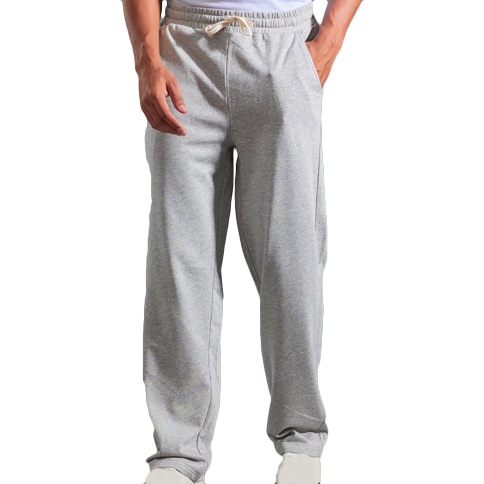 YLSDY Men's Cotton Straight Leg Sweatpants with Pockets Drawstring ...