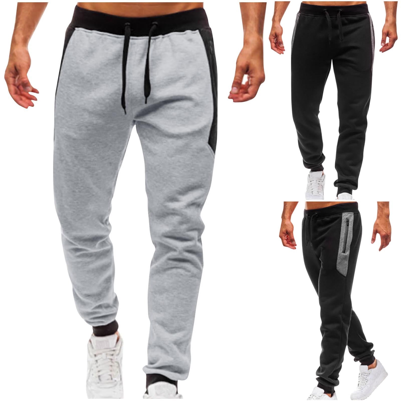 YLSDY Men's Drawstring Joggers Sweatpants with Side Stripe Pockets ...