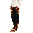 YLSDY Men's Flame Print Pants Loose Fit Jogger Pants Comfy Summer ...