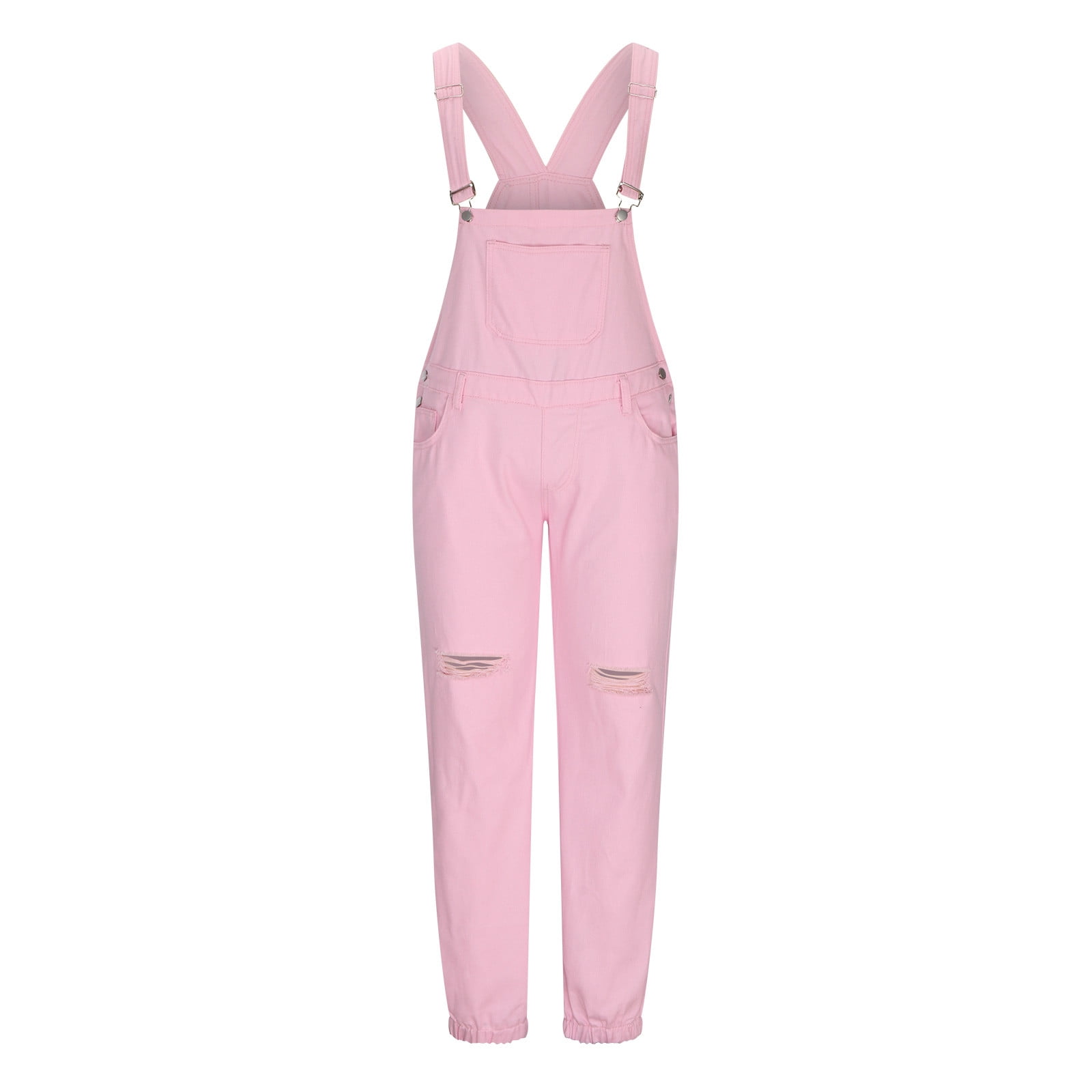 YLSDY Men's Pink Ripped Overalls Distressed Denim Dungarees Casual Bib ...